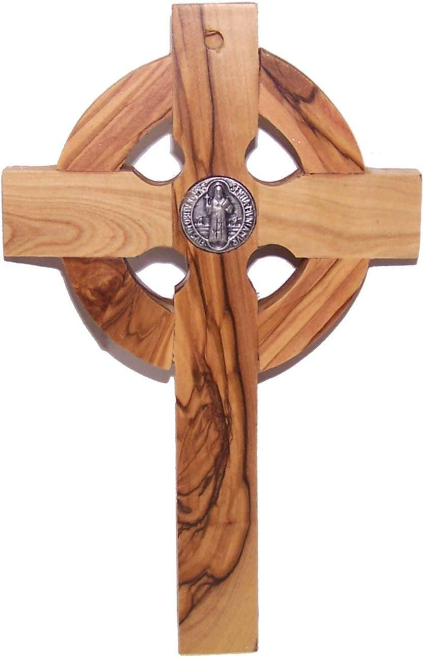 Celtic and Saint Benedict Medal Handmade Wall Wood Cross Crucifix (6 ...