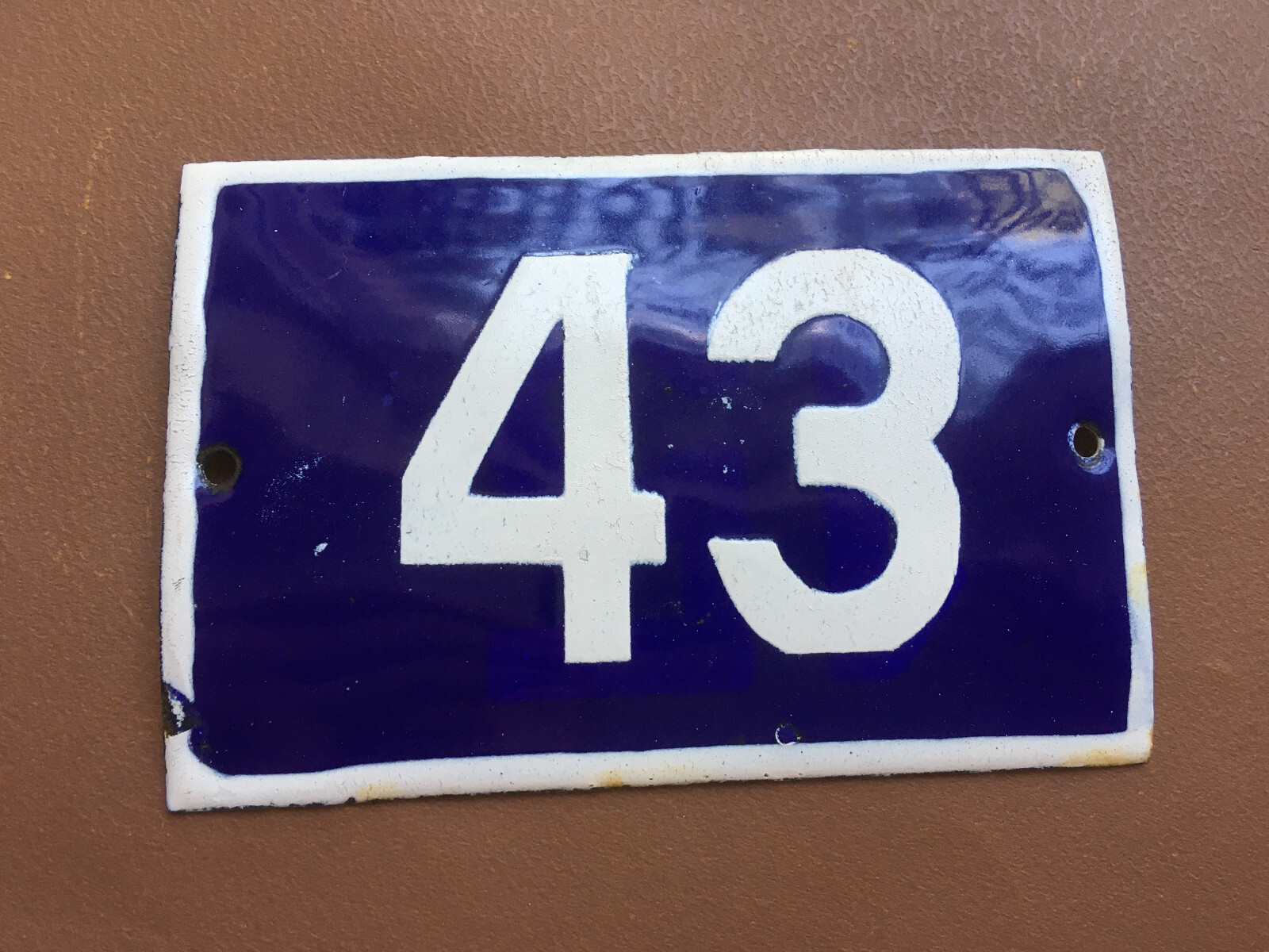 ANTIQUE VINTAGE ENAMEL SIGN HOUSE NUMBER 43 BLUE DOOR GATE STREET SIGN ...