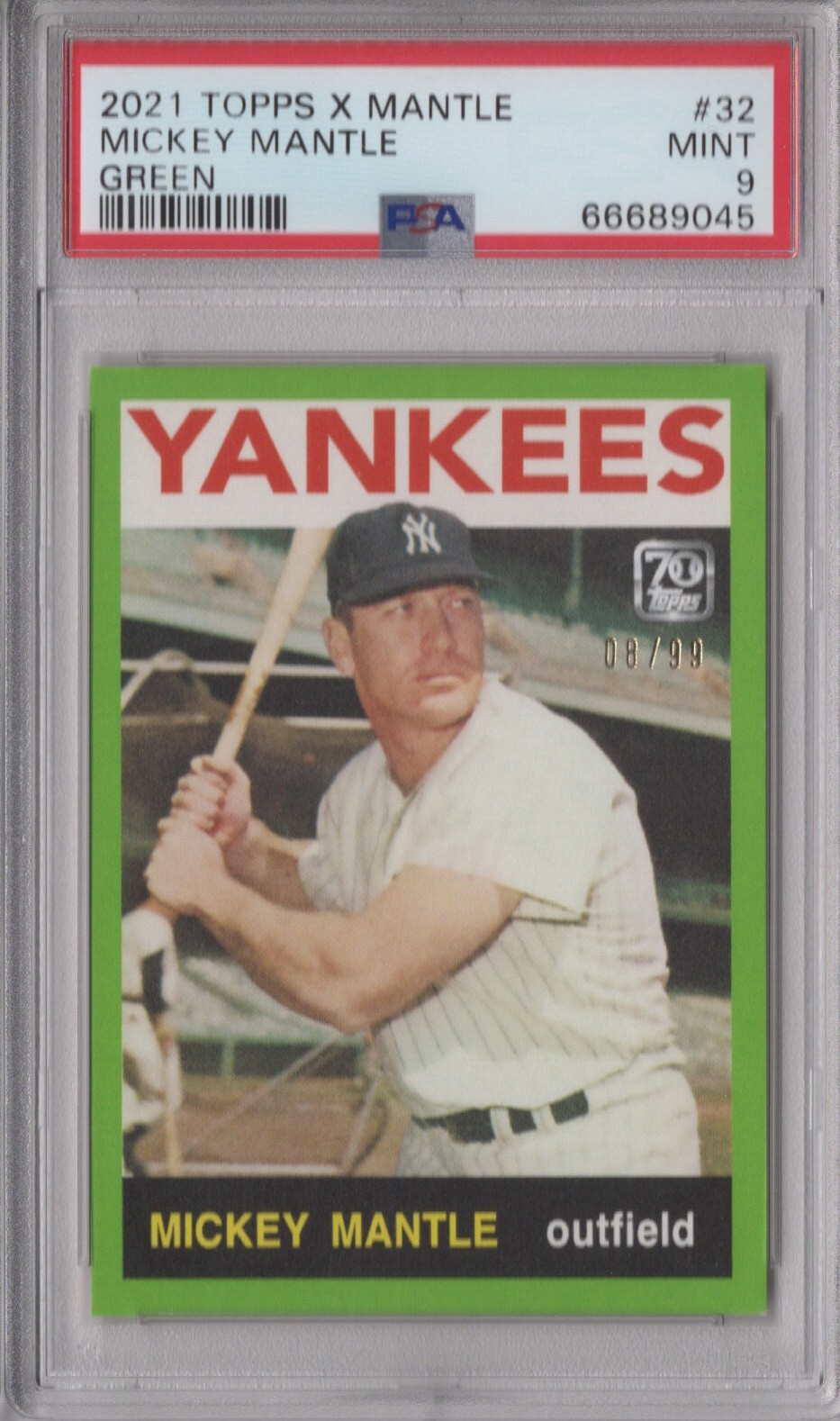 Mickey Mantle 2021 Topps X Mantle PSA 9 Mint Graded Card #32 1964 Green ...