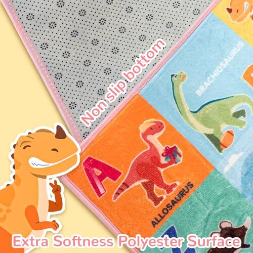Vmterliya Dinosaur World ABC Kids Rug TPR Nonslip Educational Area Rugs ...