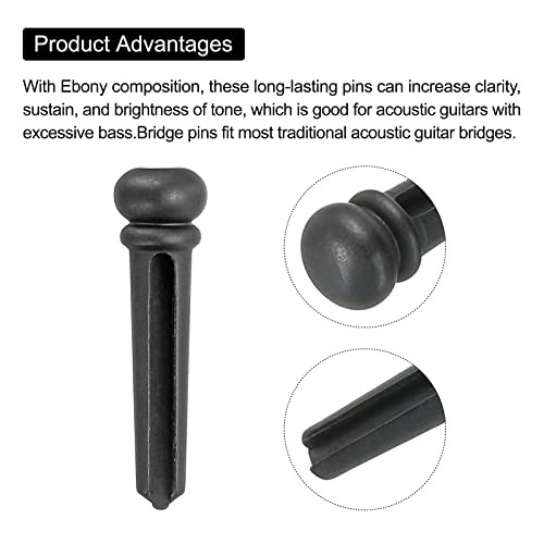 Ebony Acoustic Guitar Bridge Pins Pegs, Guitar Bridge Pins Replacement ...