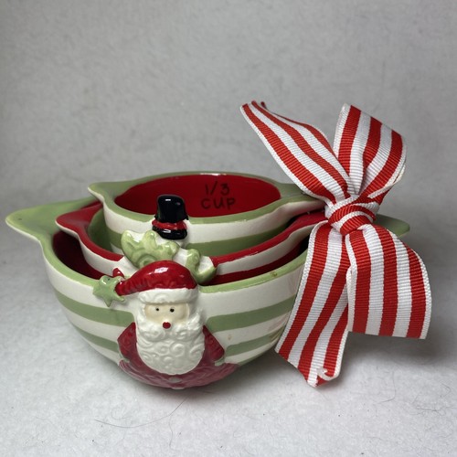 NWOT MUD PIE Holiday Ceramic Measuring Cups Christmas Santa, Rudolph ...