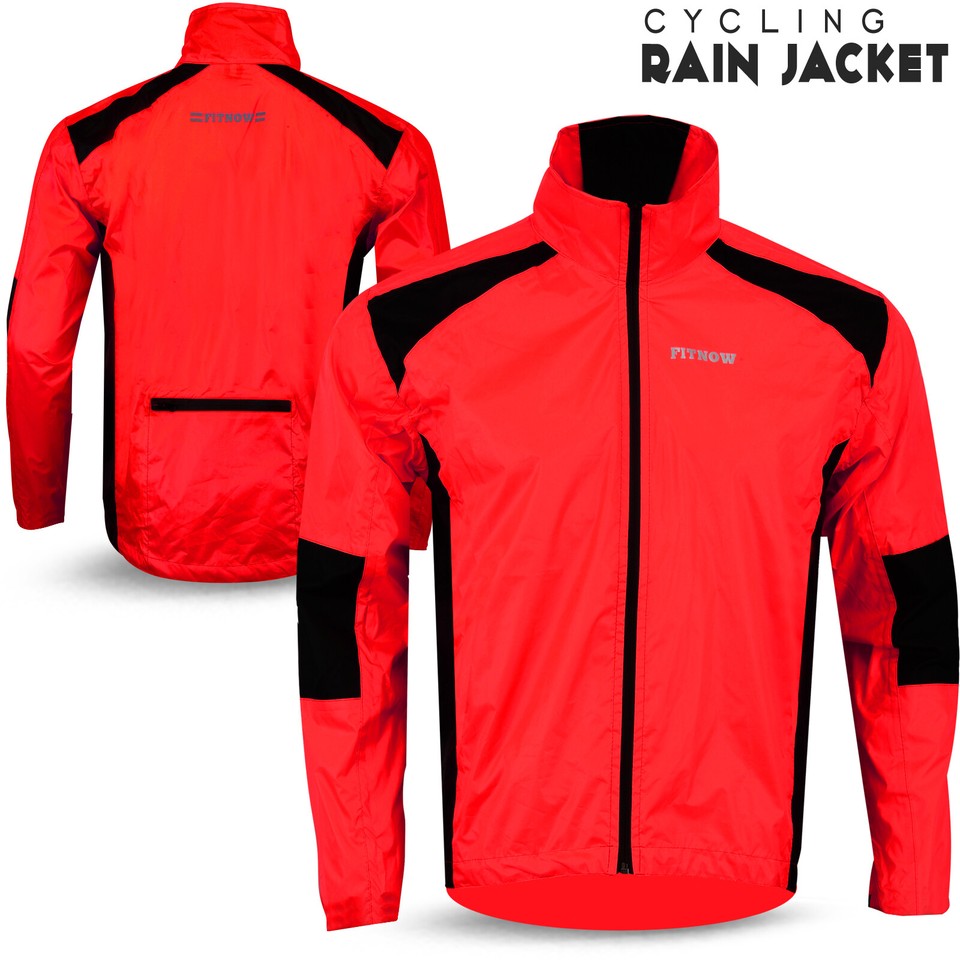 Mens Cycling Waterproof Rain Jacket High Visibility Running Top Coat M ...