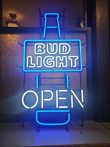 Bud Light Open Large Blue/White Bottle LED Neon G3 Beer Sign | eBay
