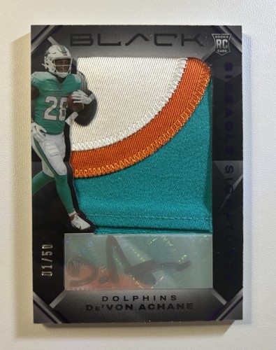 2023 Panini Black Football Devon Achane Rookie Patch Auto RPA #’d 1/50 ...