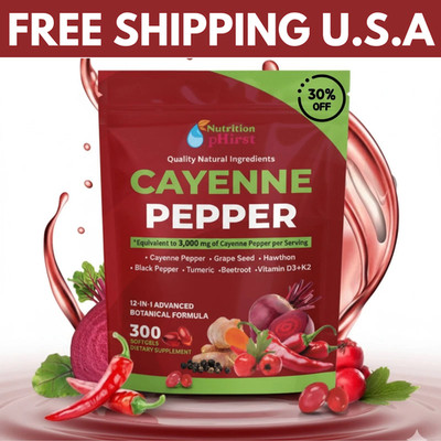 Cayenne Pepper Softgels Supplement, Supports Leg Vein, 300 Softgels /1 ...