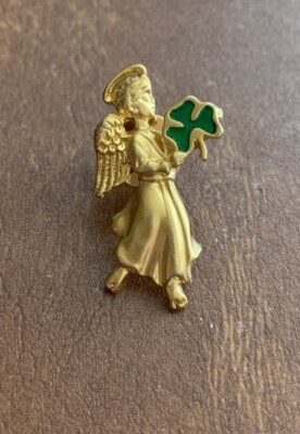 Avon Angel Shamrock Clover Saint Patrick's Irish Gold Tone Pin | eBay