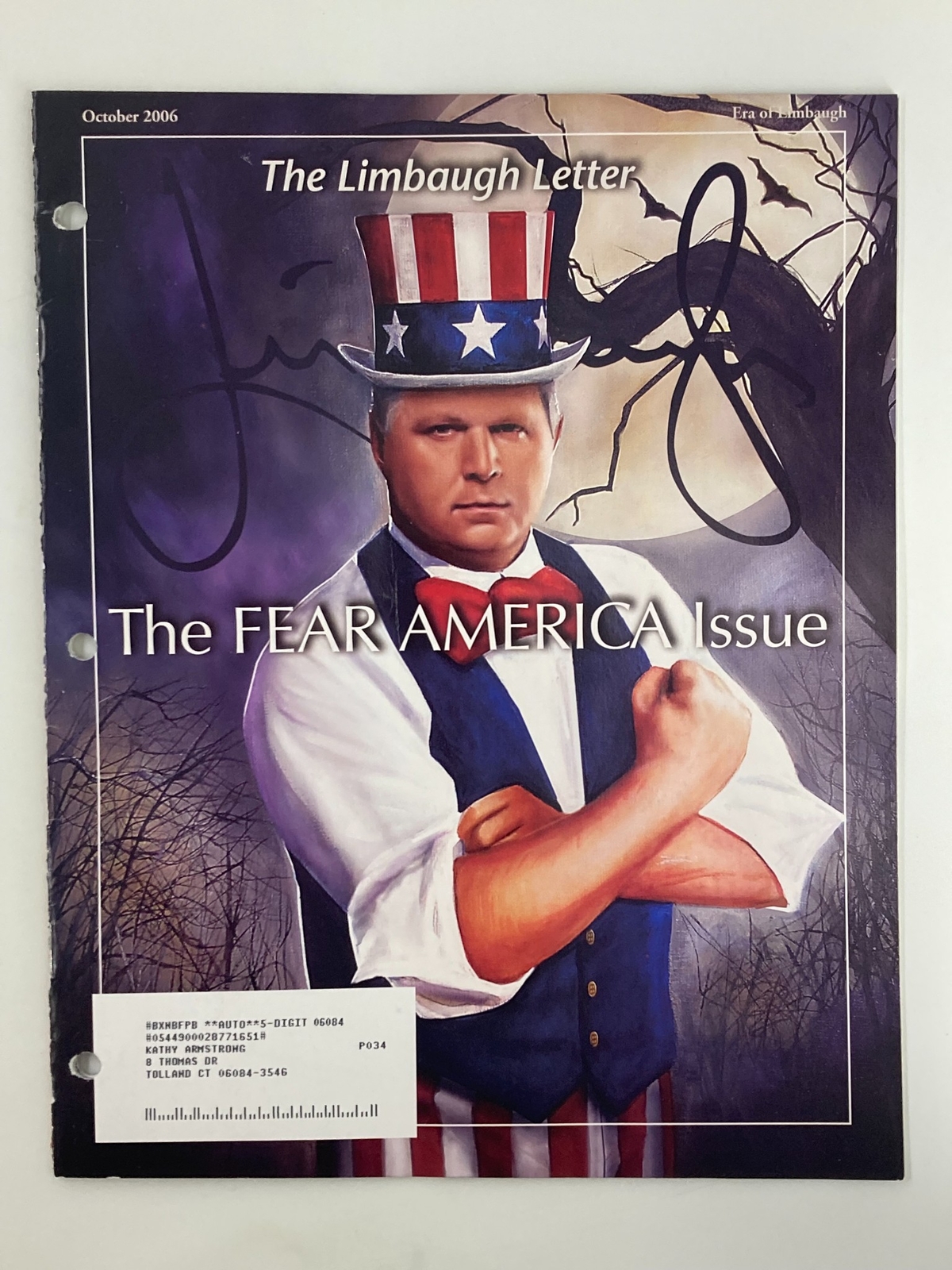 Rush Limbaugh Letter Newsletter Magazine October 2006 Fear of American ...