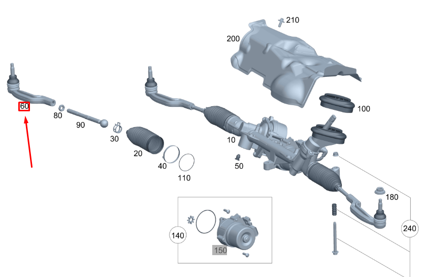 MERCEDES-BENZ GLA H247 Steering Gear Left Outer Tie Rod A2473308501 ...