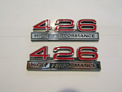 426 HIGH PERFORMANCE EMBLEMS 4" 2X FITS DODGE CHRYSLER PLYMOUTH HEMI ...