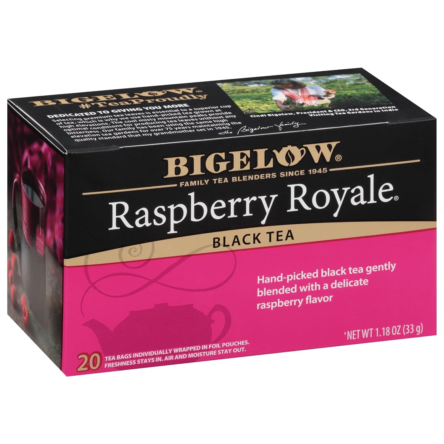 Bigelow Raspberry Royale Tea Bags 20-Count Boxes Pack of 6, 120 Tea ...