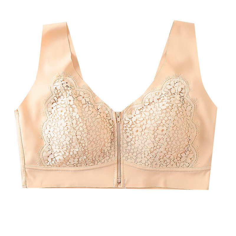 Wireless Front Zipper Lace Mastectomy Bra Pocket Bra Enhancer Pads ...