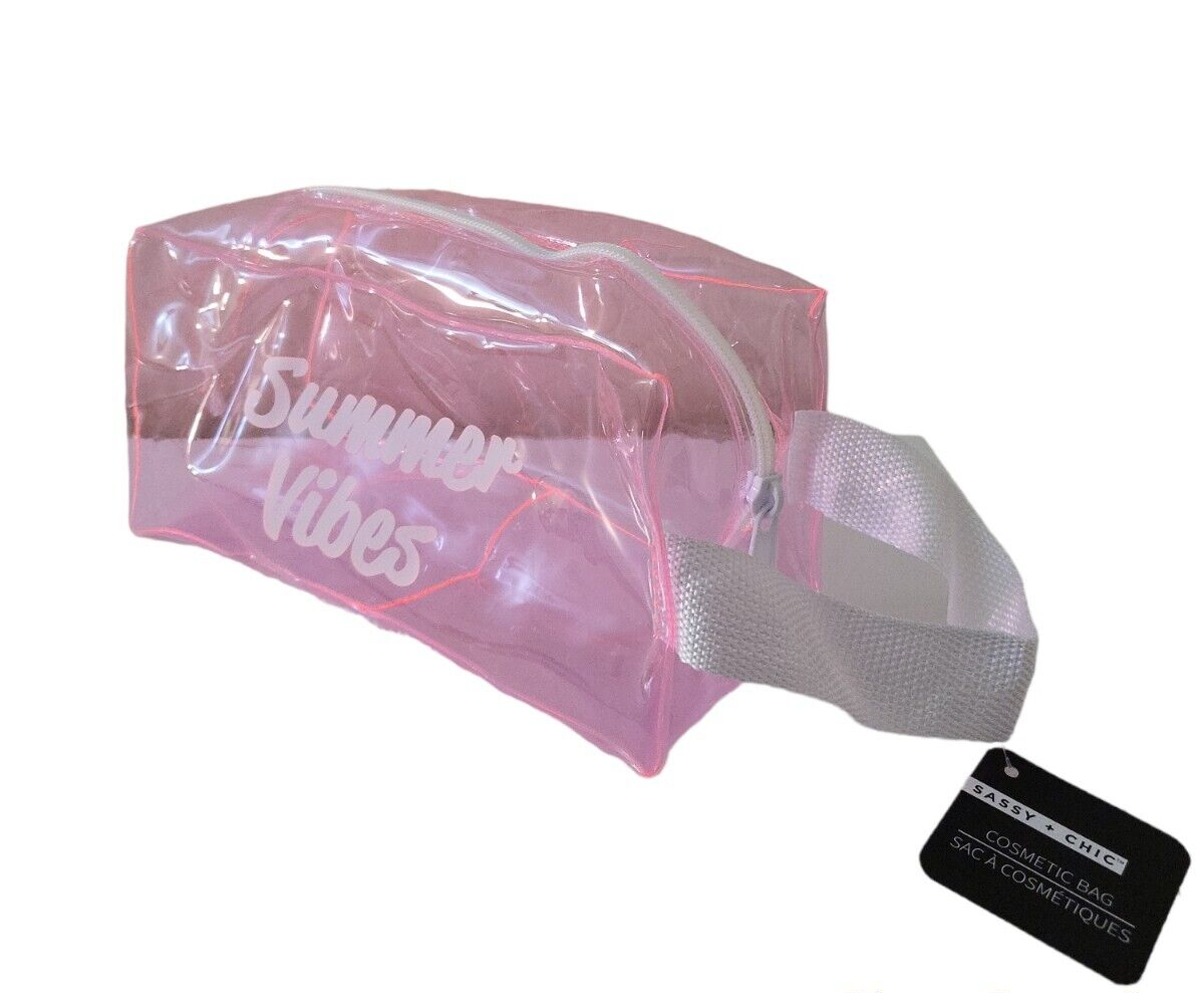 Sassy+ Chic Summer Fun Beach See Thru Travel Bag Pink Cosmetic Clutch ...