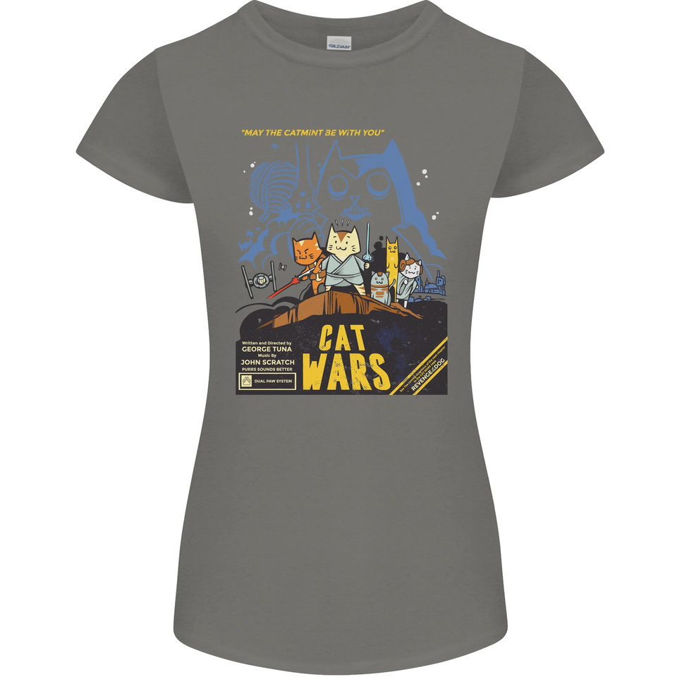 Cat Wars Funny Sci-Fi Womens Petite Cut T-Shirt | eBay