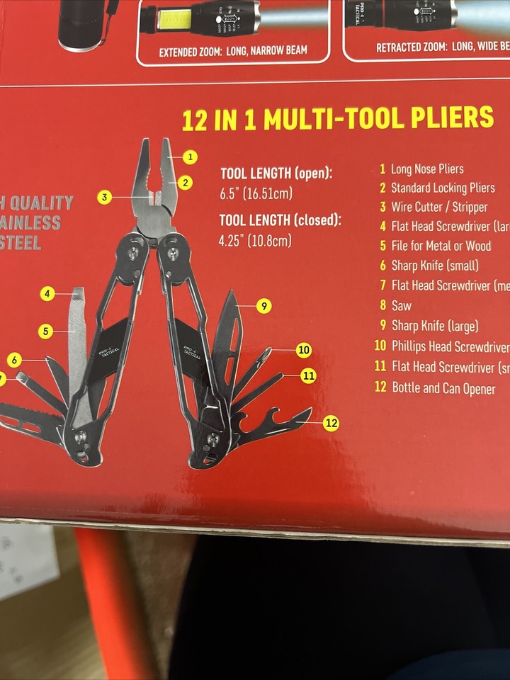 Pro 4 Tactical Survival Set With Lantern/flashlight/multi Tool Pliers ...