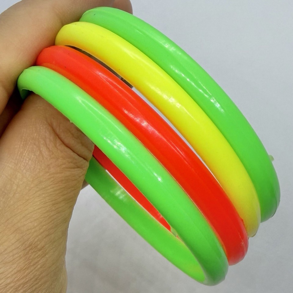 Vtg Neon Lucite Stacking Bangle Bracelet Set Lot 7.75 Inch Round ...