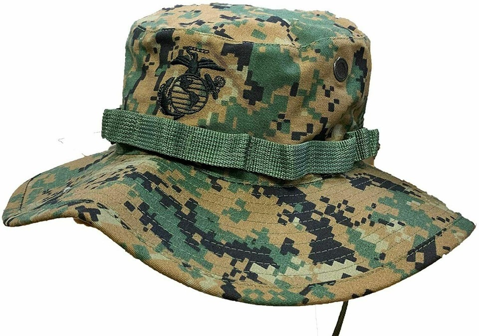 MARINE CORPS BOONIE HAT USMC DIGITAL WOODLAND MARPAT CAMOUFLAGE MEDIUM ...