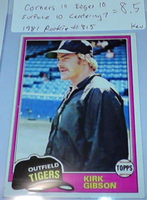 1981 Topps Kirk Gibson Rookie Card Grade 8.5 #315 Baseball Detroit ...