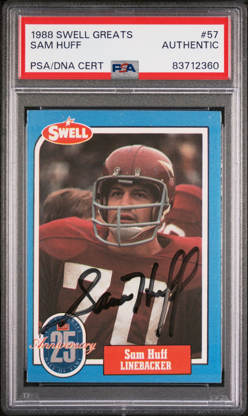 Sam Huff 1988 Swell Greats Signed Football Card #57 Auto PSA | eBay