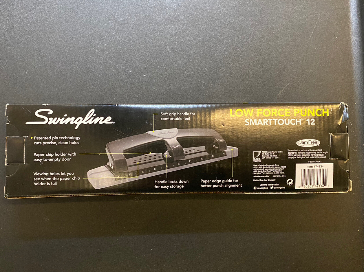 3 Ring Whole Punch - Swingline SmartTouch 3-Hole Punch, Low Force, 12 ...