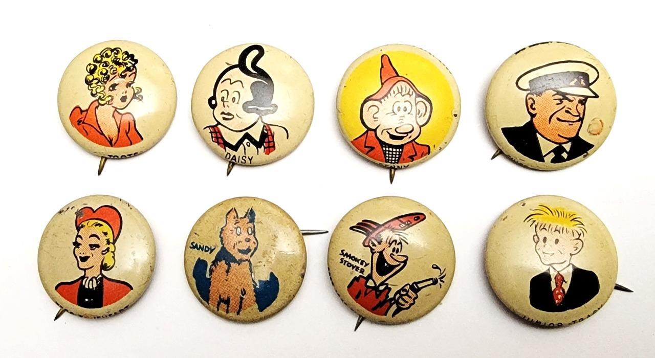 Vintage 1940s Kellogg's Pep Famous Artists Set of 8 Pin Pinback Button ...