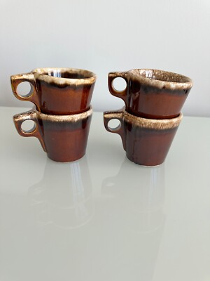 VINTAGE HULL 1960's BROWN COFFEE CUPS SET OF 4 | eBay