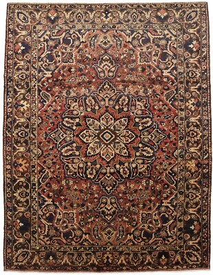 Semi-Antique Rusty Red Floral Oriental Rug Living Room Wool Carpet 9 ...