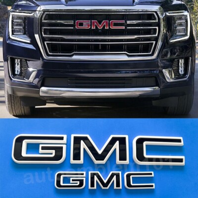 2021-2023 GMC Yukon Yukon XL Front & Rear Glossy White Black Emblem Kit ...