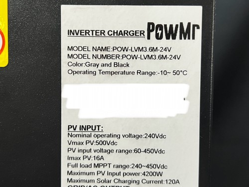 PowMr POW-LVM3.6M-24V 3600W 24V All-In-One Solar Charger Inverter For ...