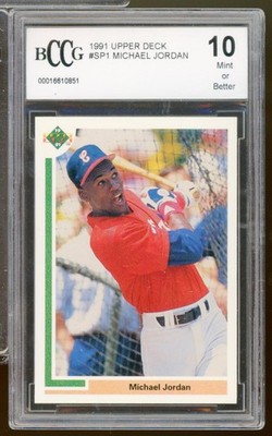1991 Upper Deck #sp1 Michael Jordan Baseball Rookie Card BGS BCCG 10 ...