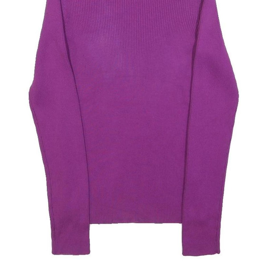 Womens Purple Plain Jumper Roll Neck Basic Knit M Soft Comfortable ...