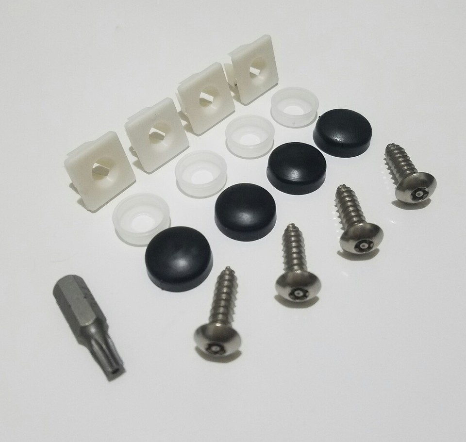 ANTI-THEFT LICENSE PLATE SECURITY SCREWS STAINLESS MOUNTS SNAP CAPS ...