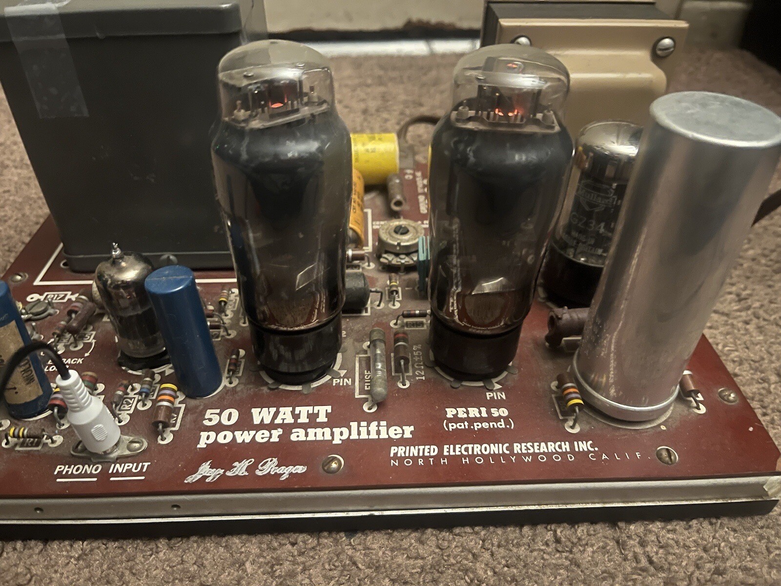 Vintage Mono Peri 50 Watt Power Amplifier El37 Tubes For Restoration ...