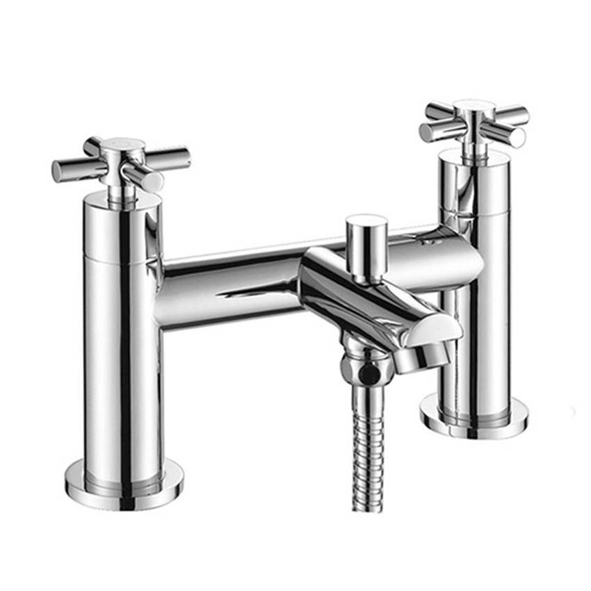 Chrome Bath Shower Mixer Tap Cross Head Handle 3 Way Rigid Riser Shower ...