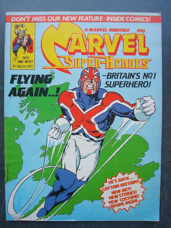 UK Marvel Super-Heroes magazines #377 1st new Captain Britain to #394 ...