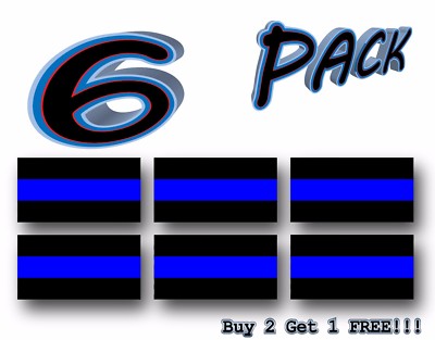 6 PACK THIN BLUE LINE Window Decal Stickers Police Law Enforcement Car ...