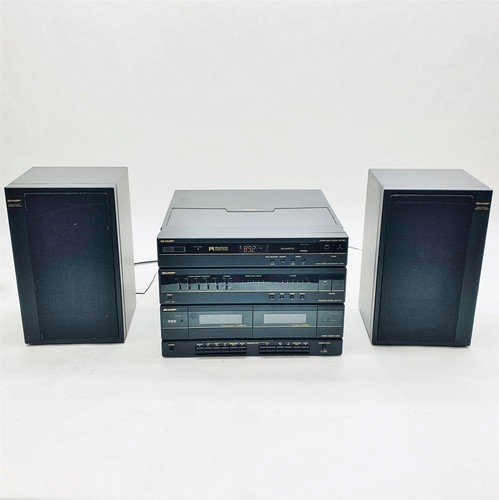 Sharp SG-F800 Black 33/45 RPM Record Player 2-Slot Cassette AM-FM Radio ...