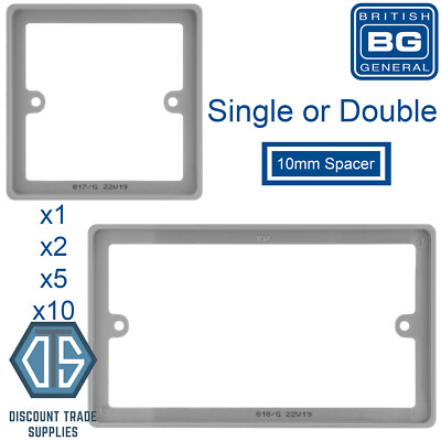 BG 10mm 1G Single 2G Double Grey Spacer Frame Switch Socket Back Box ...