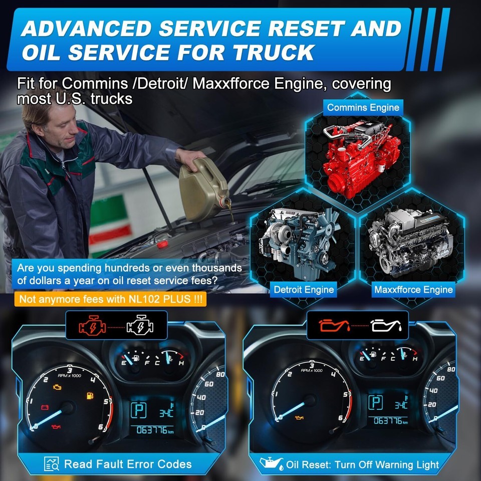 NEXAS NL102 Plus Full Systems Heavy Duty Truck Scan Tool Force DPF ...