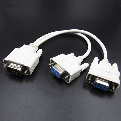 White VGA one Male to two Female Extended Cable for Projector VGA ...