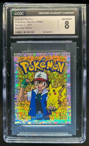 1998 Pokemon Merlin Ash & Pikachu Special Glitter #S28 CGC 8 | eBay