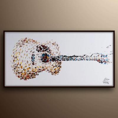 Classic Guitar Oil Painting 55", music instrument, original art by Koby ...