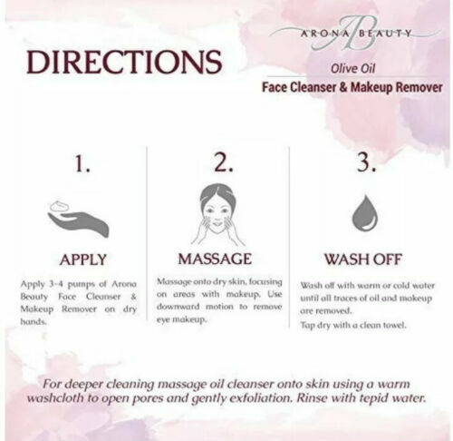 Arona Beauty Olive Oil Face Cleanser & Makeup Remover, For All Skin ...