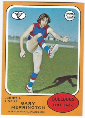 1973 FOOTSCRAY BULLDOGS AFL Card GARY MERRINGTON Scanlens Series A . | eBay