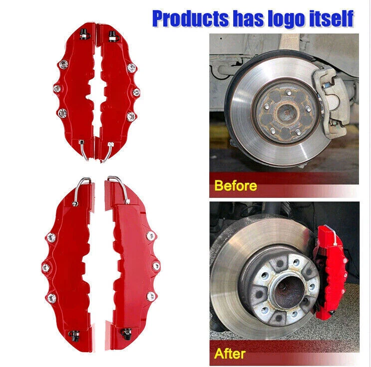 4x Universal Front+Rear Car Styling Disc Brake Caliper Cover Red Car ...