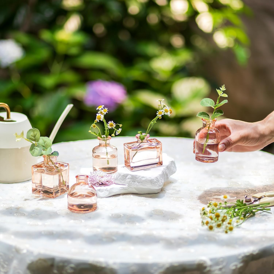 Florero de vidrio ámbar: mini floreros pequeños para centros de mesa | eBay