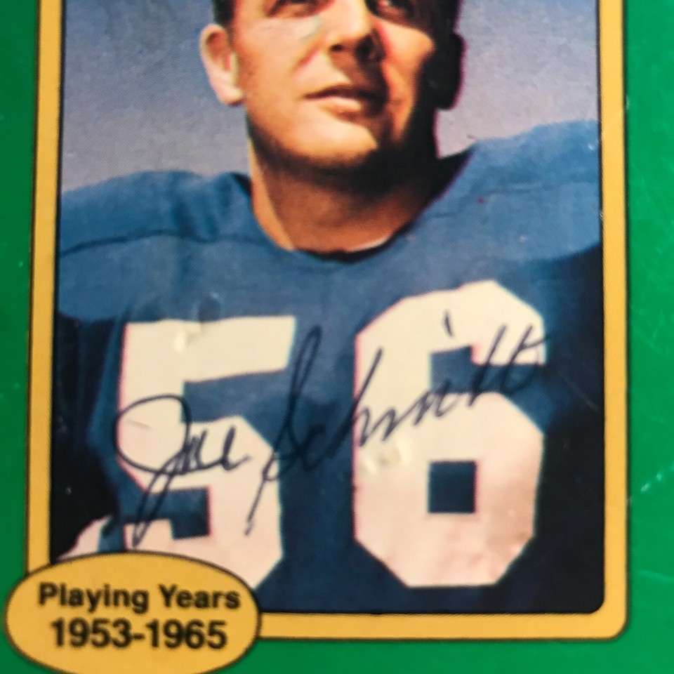 SIGNED JOE SCHMIDT FOOTBALL'S ALL-TIME GREATS FOOTBALL CARD AUTOGRAPH ...