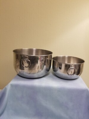 Set of 2 Stainless Steel Mixing Bowls. Medium & Small. GUC, 7 Cups & 3 ...