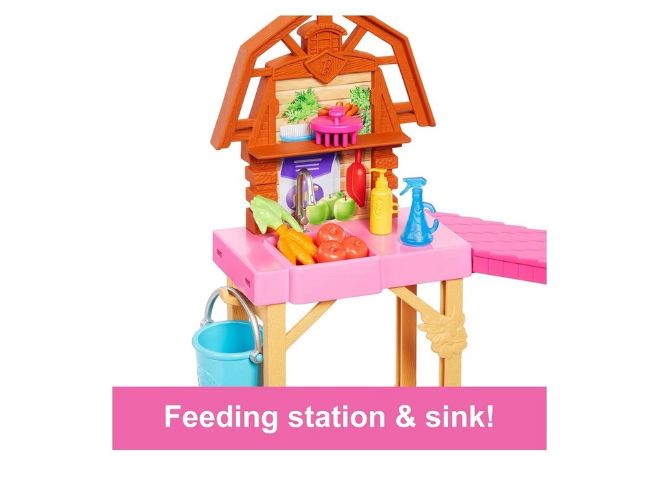 Barbie Toy Stable Playset with Fashion Doll The Great Horse Chase ...