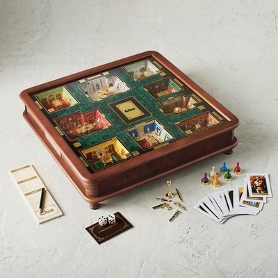 Clue Luxury Edition Board Game - Wood cabinet with burled veneer panels ...
